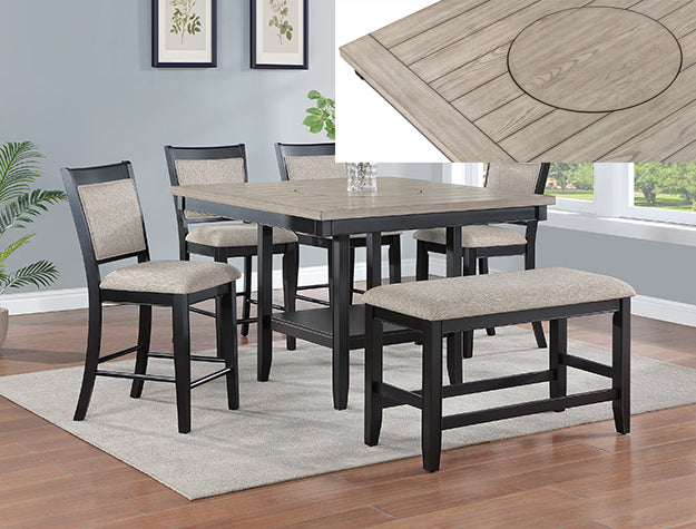 Fulton Pub Dining Set Black/Weathered Grey – Affordable Furniture Source
